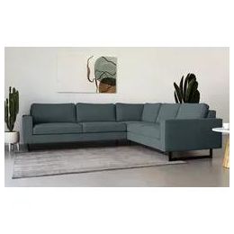 Ecksofa Places of Style "Pinto, 250/290 cm, langer Schenkel, XXL, Ottomane" Sofas Gr. B/H/T: 290cm x 85cm x 250cm, Cord, langer Schenkel rechts, blau (azur) Cord, Feincord, Luxus-Microfaser Leder und Chenille