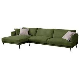 Ecksofa Egoitaliano "Sophia, Designsofa mit extrakomfortablem Sitzkomfort" Sofas Gr. B/H/T: 274cm x 77cm x 154cm, Luxus-Microfaser BLUSH, Recamiere links, grün (kiwi) mit Daunenfederung, L-Form