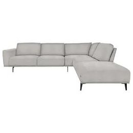 Ecksofa furninova "Pinotee modern und aktuelles Design, L-Form" Sofas Gr. B/H/T: 297cm x 81cm x 254cm, Struktur weich, Ottomane rechts, grau (hellgrau) mit hohem Sitzkomfort für entspannte Momente, hohe Füße