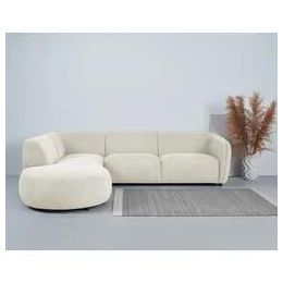 Ecksofa Andas "Ostrup" Sofas Gr. B/H/T: 281cm x 73cm x 182cm, Bouclé, Ottomane links, weiß (ivory) schlichtes modernes Design, in verschiedenen Farben