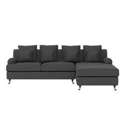 Guido Maria Kretschmer Home & Living Ecksofa GUIDO MARIA KRETSCHMER HOME & LIVING "NORIN L-Form" Sofas Gr. B/H/T: 296cm x 92cm x 180cm, Flachgewebe, Recamiere rechts, grau (dunkelgrau) zwei Fußarten: vorne - Rollen, hinten Holzfüße