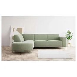 Ecksofa Andas "Vorby" Sofas Gr. B/H/T: 252cm x 80cm x 223cm, Chenille, Ottomane links, grün L-Form, Breite 252 cm, weicher Chenille-Stoff, schwarze Metallfüße