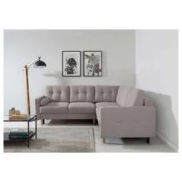 Ecksofa Home Affaire "AMREI" Sofas Gr. B/H/T: 242cm x 92cm x 242cm, Struktur, gleichschenklig, Bonell, Polyurethanschaum, braun (hellbraun) L-Form gleichschenklig