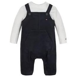 Body & Hose Tommy Hilfiger "MONOTYPE CORD DUNGAREE SET" Gr. 74, blau (desert sky) Baby KOB Set-Artikel mit Logostickereien