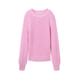 Tom Tailor Denim Damen Strickpullover mit leichten Ballonärmeln, rosa, Uni, Gr. XXL