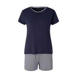 Tom Tailor Damen Maritimes Pyjama-Set mit Shorts, blau, Streifenmuster, Gr. 44