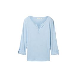 Tom Tailor Damen Langarmshirt mit Bio-Baumwolle, blau, Gr. XL