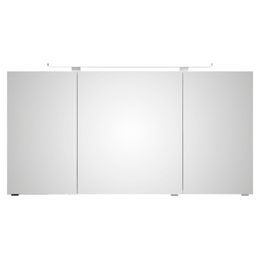 Badezimmerspiegelschrank SAPHIR "Serie 4010 Badezimmer-Spiegelschrank inkl. LED-Aufsatzleuchte" Schränke Gr. B/H/T: 140 cm x 73,8 cm x 17 cm, LED-Aufsatzleuchte, 3 St., weiß (weiß glanz) Badschrank 140 cm breit, 3 Türen, 6 Glas-Einlegeböden, inkl Türdämpfer