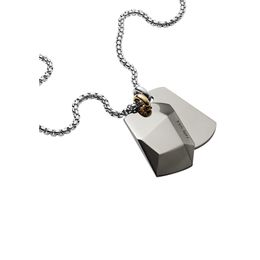 Kette mit Anhänger Diesel "Schmuck Edelstahl Halsschmuck Erbskette DOUBLE DOGTAGS" Halsketten Gr. Edelstahl, Länge: 65 cm, grau (edelstahlfarben, gunfarben) Damen