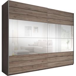 Schwebetürenschrank Inosign "Galaxy Breite 200,220 oder 270cm breit, Kleiderschrank, Wäscheschrank" Schränke Gr. B/H/T: 220 cm x 210 cm x 61 cm, san remo dunkel/san remo dunkel, 2 St., braun (san remo dunkel, san dunkel) mit breiter Spiegelfront, INKLUSIVE kompletter Innenausstattung