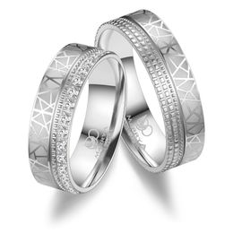 Partnerring MARRYA "MARRYA Edelstahl Ringe Trauringe Eheringe Partnerringe" Fingerringe Gr. 48, Edelstahl, silberfarben (herren ring, silber) Damen