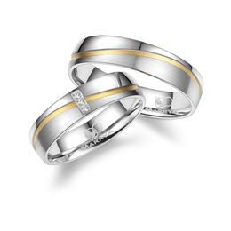 Partnerring MARRYA "MARRYA Edelstahl Ringe Trauringe Eheringe Partnerringe" Fingerringe Gr. 48, Edelstahl, silberfarben (damen ring, silber, gold) Damen