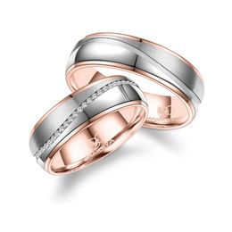 Verlobungsring MARRYA "MARRYA Edelstahl Ringe Trauringe Eheringe Partnerringe" Fingerringe Gr. 48, Edelstahl, rosegold (damen ring, silber, rosé) Damen