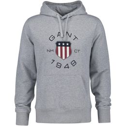 Hoodie Gant "PRINT SWEAT HOODIE" Gr. XXL, grau (grey melange) Herren Sweatshirts