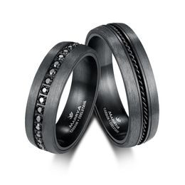 Partnerring MARRYA "MARRYA Carbon Ringe Trauringe Eheringe Partnerringe" Fingerringe Gr. 48, Carbon, schwarz (damen ring, schwarz) Damen