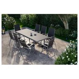 Kettler BasicPlus Garten-Essgruppe, silber, Alu/Textilene, Tisch 180/240x100cm, 8 Multipositionssessel