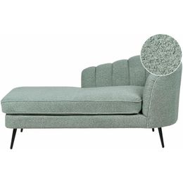 Beliani Chaiselongue Grün Bouclé Rechtsseitig mit Schwarzen Metallbeinen Lehne Muschelform Glamourös Modern Muschelsofa Wohnzimmer Flur Ausstattung