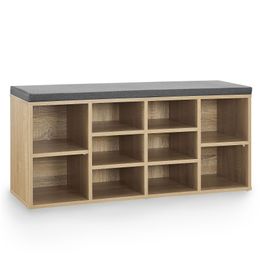 Juskys Schuhregal Holz mit Polsterung & 10 Fächern höhenverstellbar 104x30x48 cm bis 150 kg