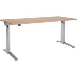 Schäfer Shop Schäfer Shop Genius Schreibtisch PLANOVA ERGOSTYLE, elektrisch höhenverstellbar, Rechteck, C-Fuß, B 1800 x T 800 x H 715-1182 mm, Eiche/weißaluminium