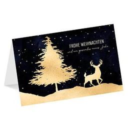 Luma Weihnachtskarte goldener Hirsch DIN B6