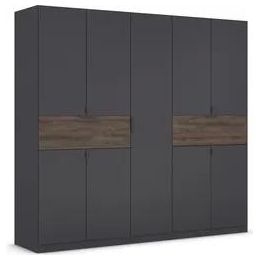 Drehtürenschrank Rauch "Kleiderschrank Schrank Garderobe Wäscheschrank TICAO mit 2 Schubladen" Schränke Gr. B/H/T: 226 cm x 210 cm x 54 cm, 9 St., grau (graumetallic, atlantic oak dunkel) die in der Höhe variabel positioniert werden können MADE IN GERMANY