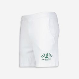 Weiße Cordsamt-Shorts mit Logo