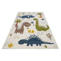 Kinderteppich Smart Kids "Dino & Friends" Teppiche Gr. B/L: 160 cm x 230 cm, 10 mm, 1 St., bunt (creme,weiß,bunt) Kinder Moderner Spielteppich, strapazierfähig, pflegeleicht, Konturenschnitt