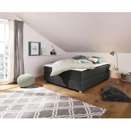 Boxbett Inosign "Alexis", grau (anthrazit), B:160cm L:220cm, Struktur fein (100% Polyester), Komplettbetten, ohne Kopfteil - ideal für Räume mit Dachschrägen; in 4 Breiten