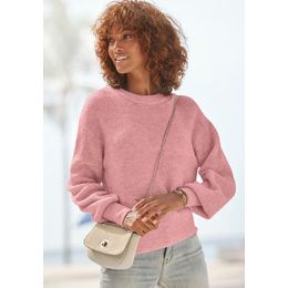 Lascana Strickpullover pink Gr. 32/34 für Damen. Mit Rundhals. Figurumspielend