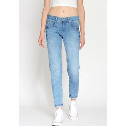 Relax-fit-Jeans Gang "94AMELIE", Damen, Gr. 27, N-Gr, blau (spriemboss), Denim/Jeans, Obermaterial: 89% Baumwolle, 8% Polyester, 3% Elasthan, casual, relaxed fit lang, Jeans, mit doppelter rechter Gesäßtasche