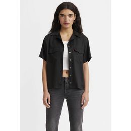 Levi's Shirtbluse LEVI'S "EMBER SS BOWLING SHIRT" Gr. M (38), schwarz (caviar) Damen Blusen glänzender Satin