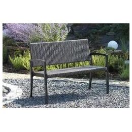 Gartenbank Garden Pleasure "Sanremo", braun (dunkelbraun), B:118cm H:87cm T:60cm, Metall, Geflecht Rattan, Sitzbänke