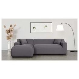 Ecksofa Home Affaire "Lilliana" Sofas Gr. B/H/T: 256cm x 76cm x 160cm, Feincord, Recamiere links, grau (dunkelgrau) L-Form