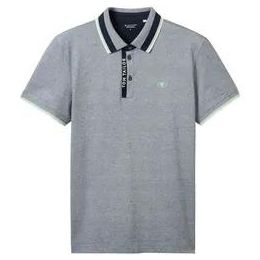 Tom Tailor Herren Poloshirt mit Piqué Struktur, blau, Logo Print, Gr. S