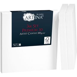 Artina - 3er Set Premium 3D Keilrahmen Leinwand 20cm, 20cm