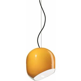 Licht-Erlebnisse Pendelleuchte Keramik h: max. 150 cm Gelb E27 rund Retro Design Keramikleuchte