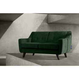 Terso Sofa, 2 Sitzer im zeitlosen Design, Velours-Bezug, blau - Konsimo