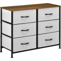 HOMCOM Kommode Sideboard mit 6 klappbaren Stoffschubladen, Schubladenschrank mit Arbeitsplatte, Griff, Mehrzweckschrank mit Kippschutz, für Wohnzimmer