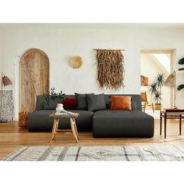 Onyx – modulare 4-sitzer wohnlandschaft ecksofa beidseitig montierbar – aus stoff - dunkelgrau