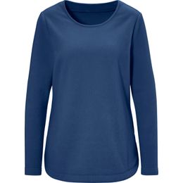 Damen Fleeceshirt mit abgerundetem Saum jeansblau, Gr&ouml;&szlig;e 40