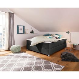 Boxbett Inosign "Alexis", grau (anthrazit), B:160cm L:200cm, Struktur fein (100% Polyester), Komplettbetten, ohne Kopfteil - ideal für Räume mit Dachschrägen; in 4 Breiten