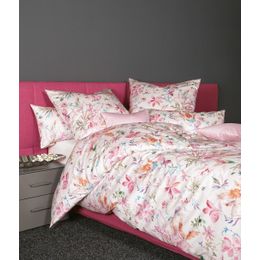 Bettwäsche Janine "Interlock-Jersey55096 01 155x200,80x80" Gr. B/L: 155cm x 200cm, , Interlock-Jersey, B/L: 80cm x 80cm, rosa (korallrosa) mit Reissverschluss