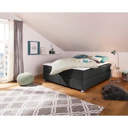 Boxbett Inosign "Alexis", grau (anthrazit), B:180cm L:200cm, Struktur fein (100% Polyester), Komplettbetten, ohne Kopfteil - ideal für Räume mit Dachschrägen; in 4 Breiten