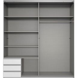 Schwebetürenschrank wimex "Emden moderner Kleiderschrank mit Spiegel und Schubladen BESTSELLER" Schränke Gr. B/H/T: 180 cm x 198 cm x 64 cm, 2, braun (plankeneiche nachbildung, weiß) Schlafzimmer Schrank Garderobenschrank mit Schwebetüren Topseller