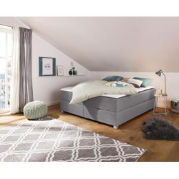 Boxbett Inosign "Alexis", grau (hellgrau), B:200cm L:200cm, Struktur fein (100% Polyester), Komplettbetten, ohne Kopfteil - ideal für Räume mit Dachschrägen; in 4 Breiten
