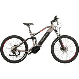 E-Bike Totem "Carry Pro" E-Bikes Gr. 46 cm, 27,5 Zoll (69,85 cm), schwarz (grau, schwarz) Pedelec, Elektrofahrrad für Damen u. Herren, MTB, Mountainbike