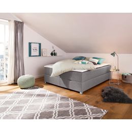 Boxbett Inosign "Alexis", grau (hellgrau), B:160cm L:200cm, Struktur fein (100% Polyester), Komplettbetten, ohne Kopfteil - ideal für Räume mit Dachschrägen; in 4 Breiten