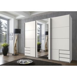 Schwebetürenschrank wimex "Emden moderner Kleiderschrank mit Spiegel und Schubladen BESTSELLER" Schränke Gr. B/H/T: 270 cm x 210 cm x 64 cm, 2, weiß Schlafzimmer Schrank Garderobenschrank mit Schwebetüren Topseller