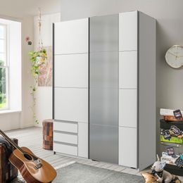 Schwebetürenschrank wimex "Emden moderner Kleiderschrank mit Spiegel und Schubladen BESTSELLER" Schränke Gr. B/H/T: 135 cm x 198 cm x 64 cm, 2, weiß Schlafzimmer Schrank Garderobenschrank mit Schwebetüren Topseller