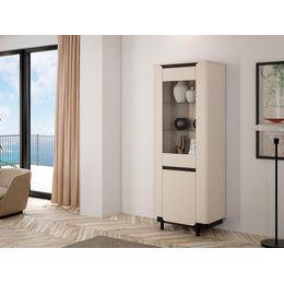 Vitrine FORTE Schränke beige (sand, schwarz)